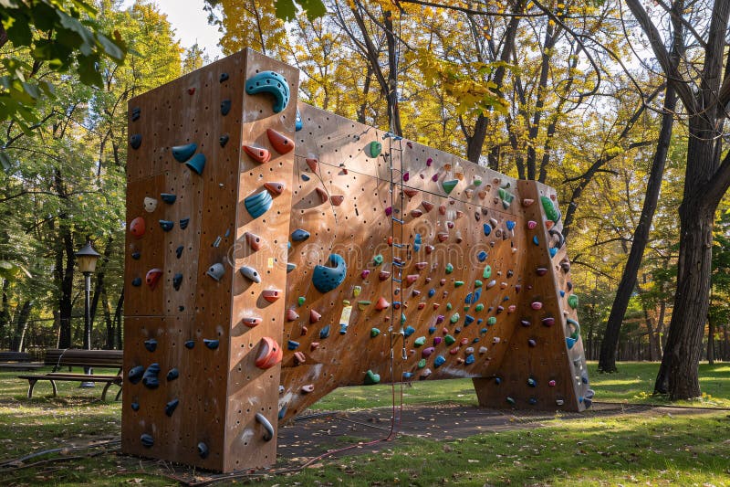 Modern Wall for Climbing in City Park Stock Illustration - Illustration ...