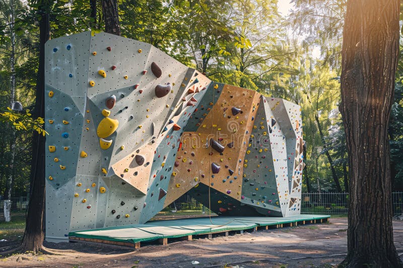 Modern Wall for Climbing on the Playground Stock Illustration ...