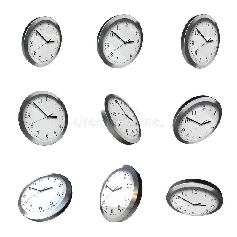 Modern Wall Clock 3d Rotation Stock Illustration - Illustration of ...