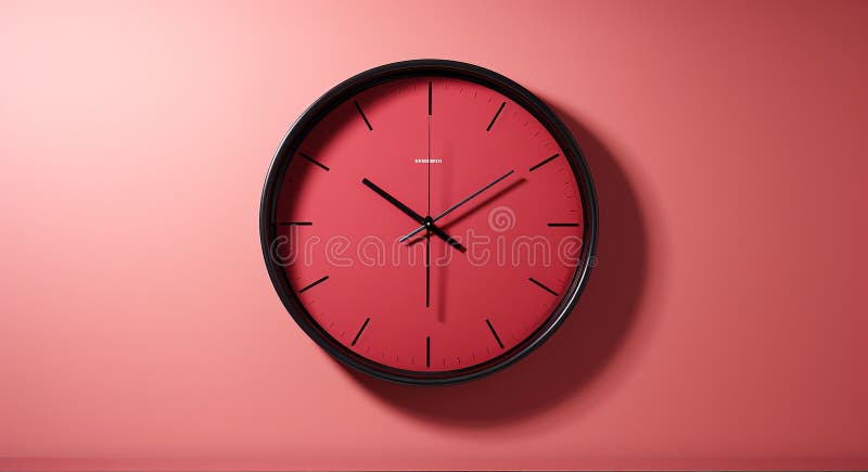 Modern Wall Clock on a Bright Red Background Illustrating the Concept ...