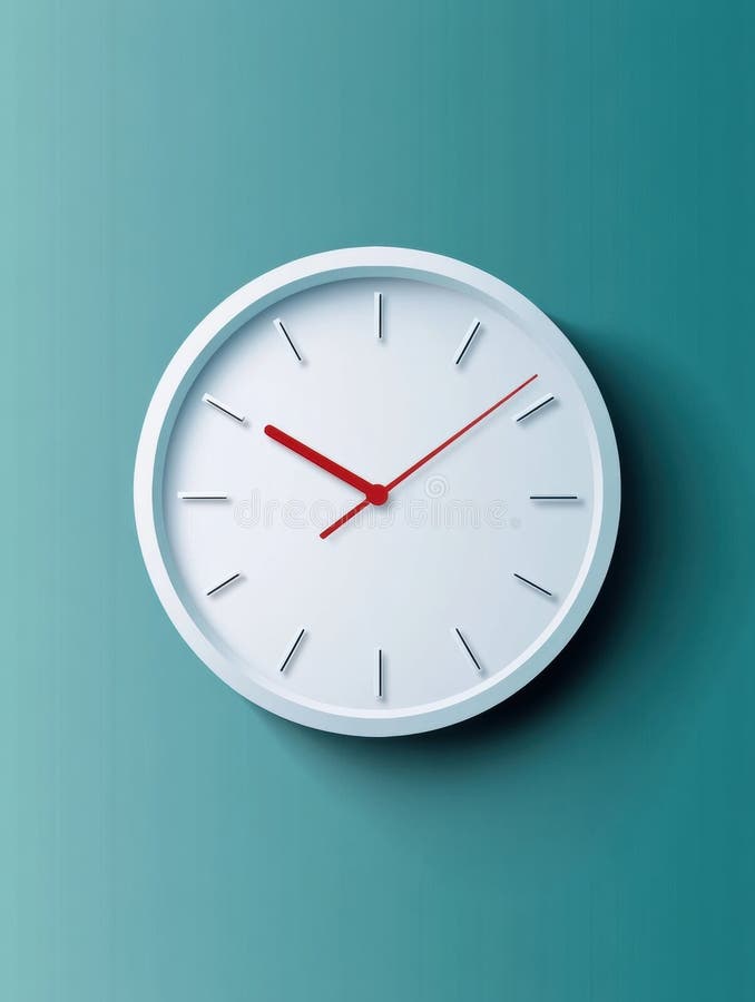 Modern Wall Clock Displaying Time on a Teal Background with Simple ...