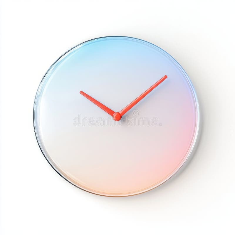 Modern Wall Clock with Gradient Color and Red Hands on White Background ...