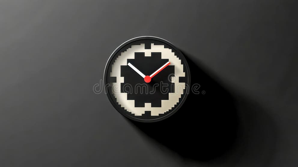 Modern Wall Clock Telling Time on Dark Background Stock Image - Image ...