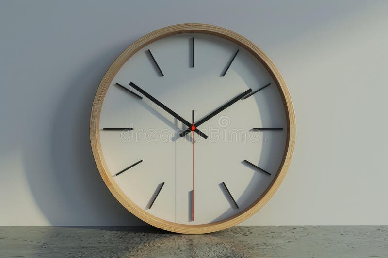 Modern Wall Clock Telling Time with Minimalist Design on White Wall ...