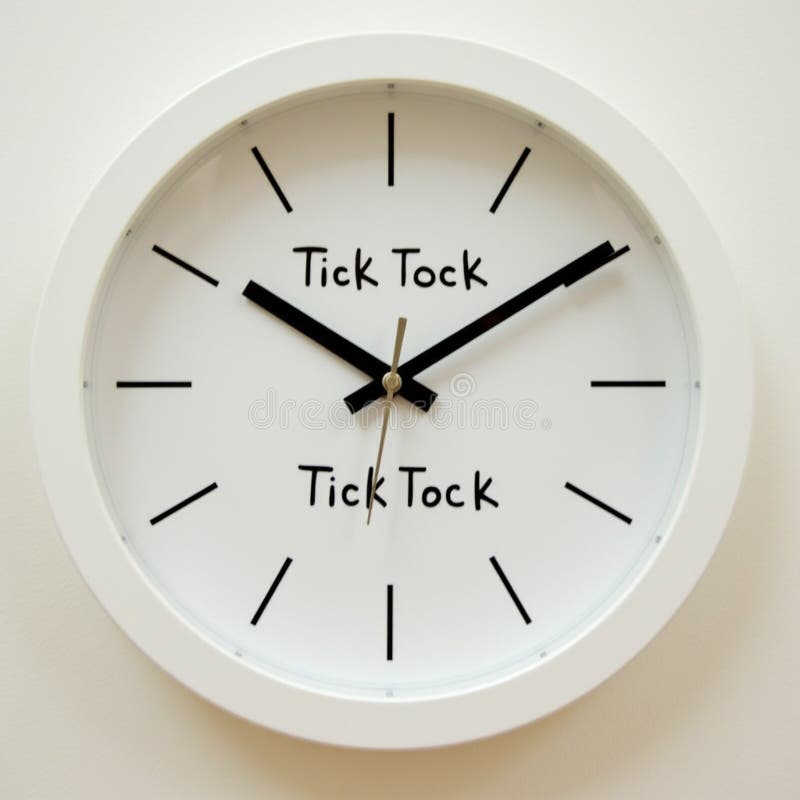 Modern Wall Clock with Tick Tock Text on Kitchen Wall Stock Illustration - Illustration of ...
