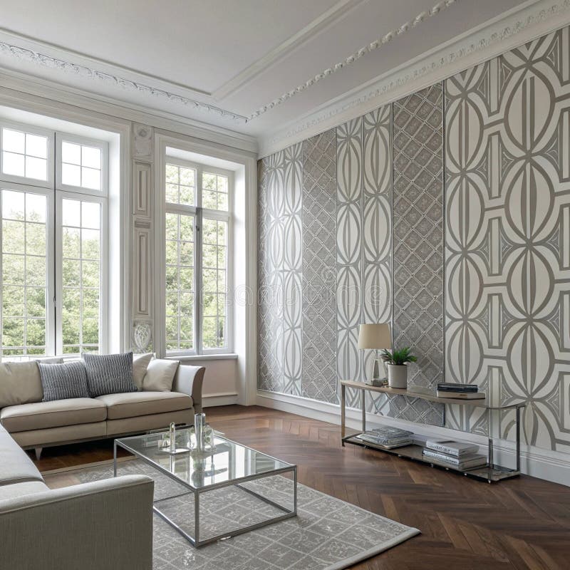 Modern Wall Covering in the Room Stock Illustration - Illustration of ...