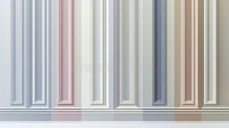 A Modern Wall Design Featuring Vertical Panels in Soft Pastel Colors ...