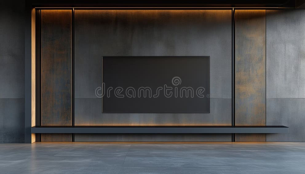 Modern Wall with Empty Television Screen Rendering Image Stock Photo ...