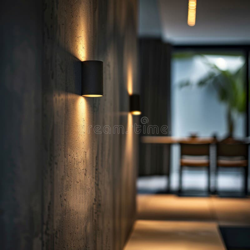 Modern Wall Lamp Casting Soft Shadows on Concrete Wall. Generative Ai ...