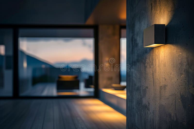 Modern Wall Lamp Casting Soft Shadows on Concrete Wall. Generative Ai ...
