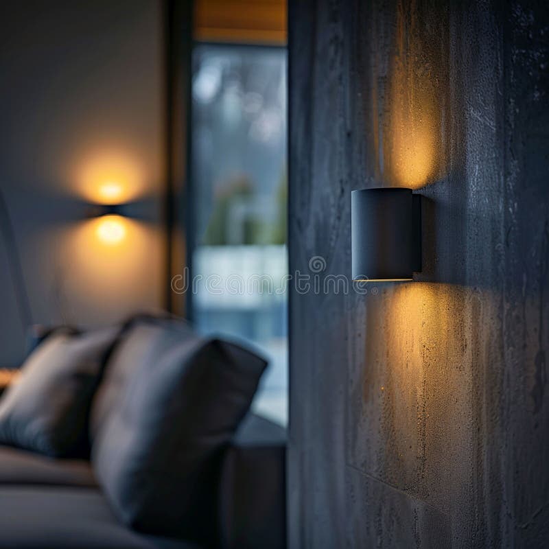 Modern Wall Lamp Casting Soft Shadows on Concrete Wall. Generative Ai ...