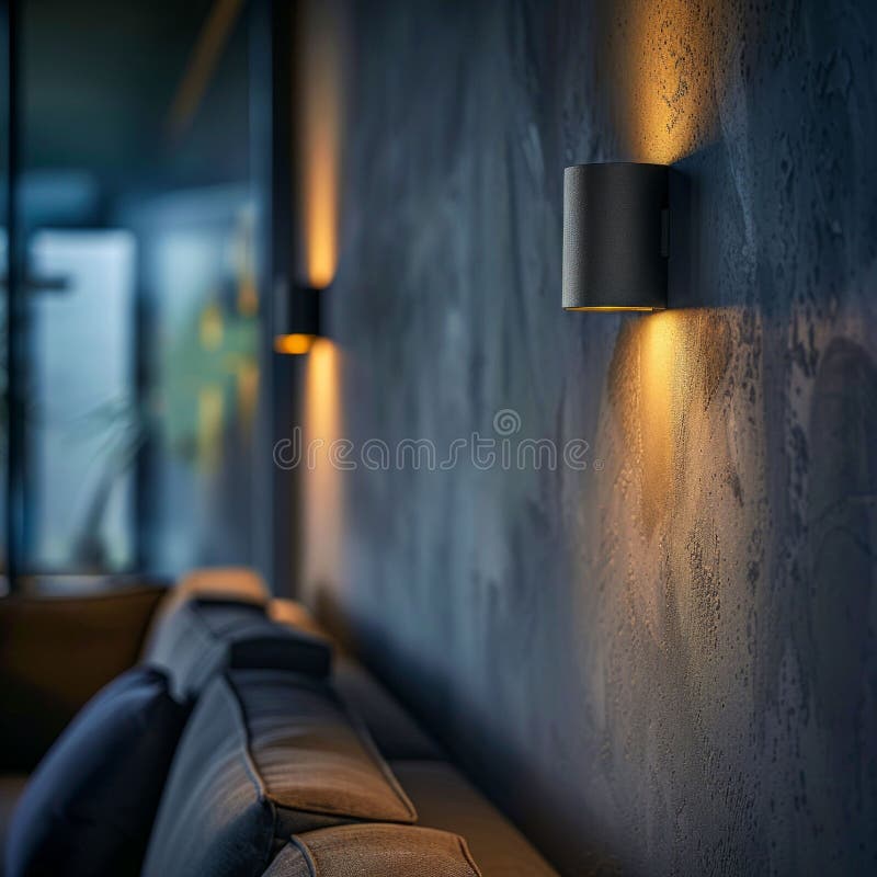 Modern Wall Lamp Casting Soft Shadows on Concrete Wall. Generative Ai ...