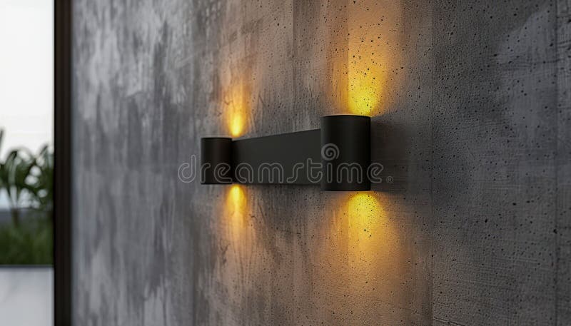 Modern Wall Lamp with Warm Backlight on Textured Wall. Generative Ai ...