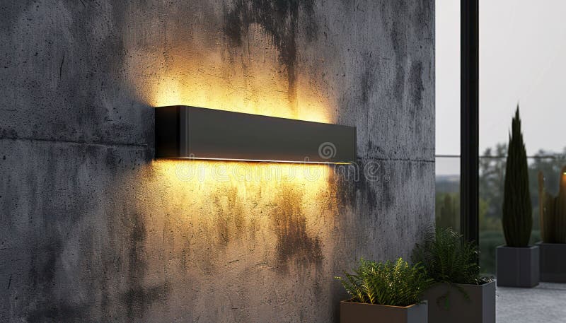 Modern Wall Lamp with Warm Backlight on Textured Wall. Generative Ai ...