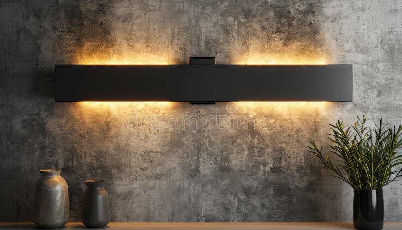 Modern Wall Lamp with Warm Backlight on Textured Wall. Generative Ai ...