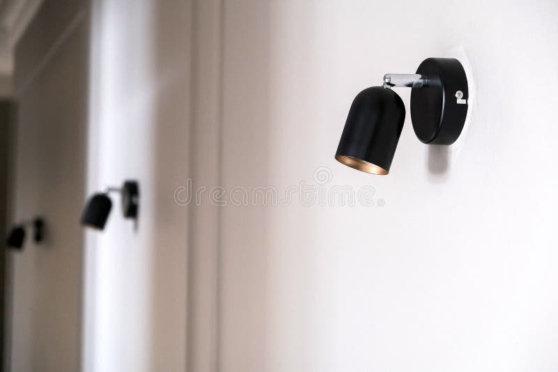 Modern Wall Lamps in a Private House Stock Image - Image of painting ...