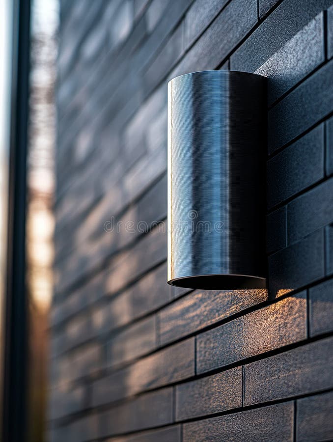 Modern Wall Light Fixture on a Brick Wall. Stock Photo - Image of light ...