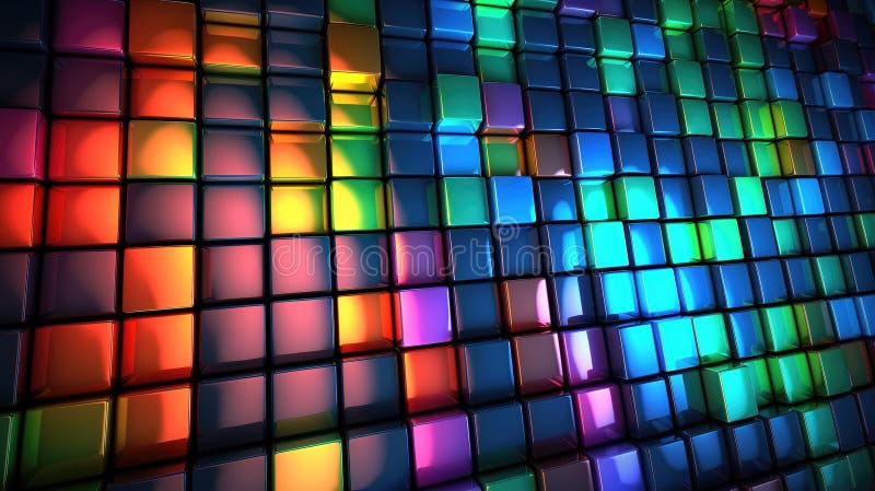 A Modern Wall Made Out of Cubes and Pixels, Wallpaper Cyberspace, Ai ...