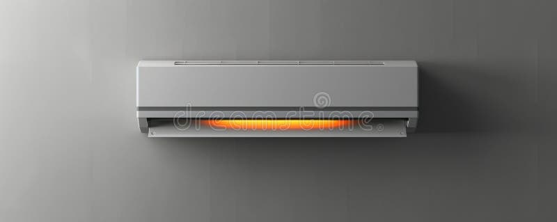 Modern Wall-mounted Air Conditioner with Orange LED Light, Heating Mode ...