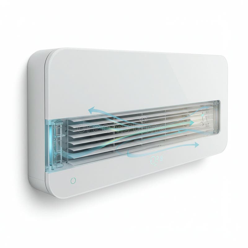 Modern Wall-mounted Air Conditioner with a Sleek, Rectangular Design ...