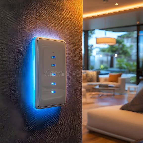 Modern Wall Mounted Light Switch with Blue Backlight in Contemporary ...