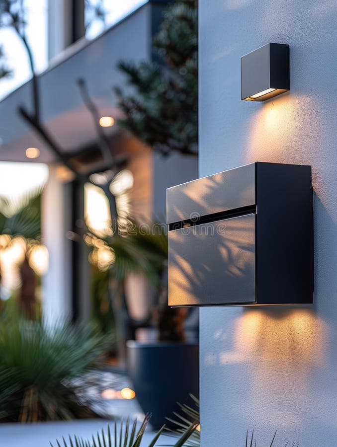 Modern Wall Mounted Mailbox Evening Lighting Stock Photos - Free ...
