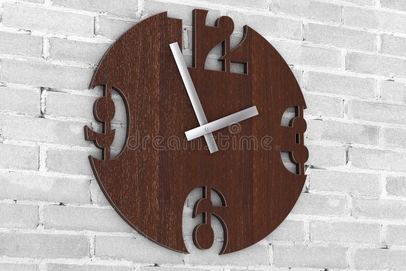 Modern Wall Wooden Circle Clock Watch. 3d Rendering Stock Illustration ...