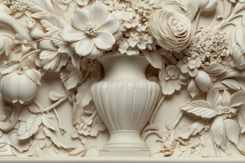 Modern Wallpaper with a 3D Relief Design of Lovely Flowers Stock Photo ...