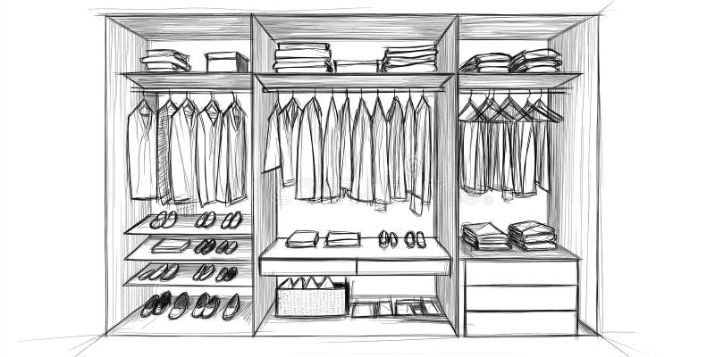 Modern Wardrobe Design Sketch for Organized Storage Solutions Stock ...