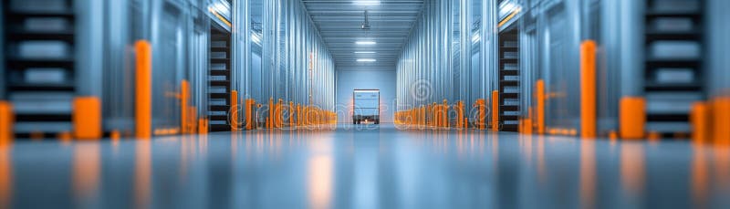 Modern Warehouse Aisle with Storage Racks Stock Illustration ...