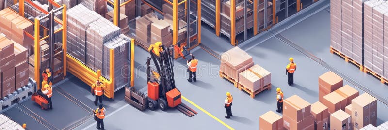 A Modern Warehouse with Automated Forklifts and Workers Efficiently Managing Inventory the Image ...