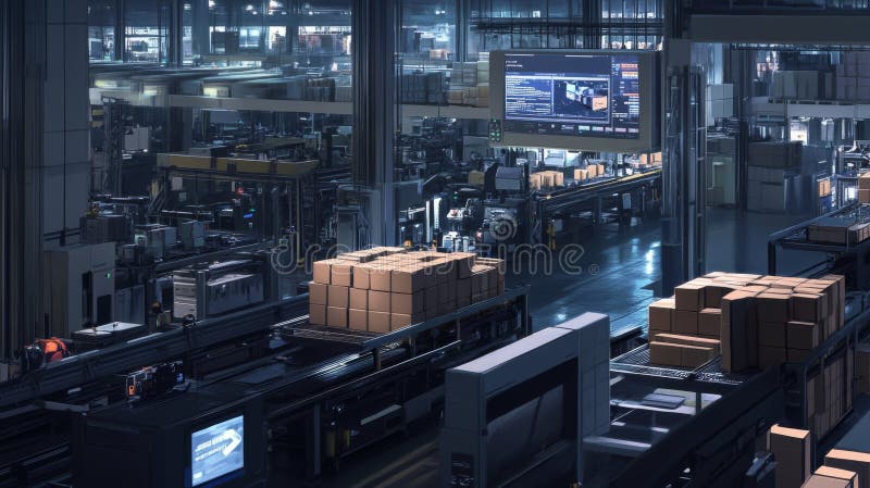 Modern Warehouse with Automated Machinery and Moving Equipment Stock ...