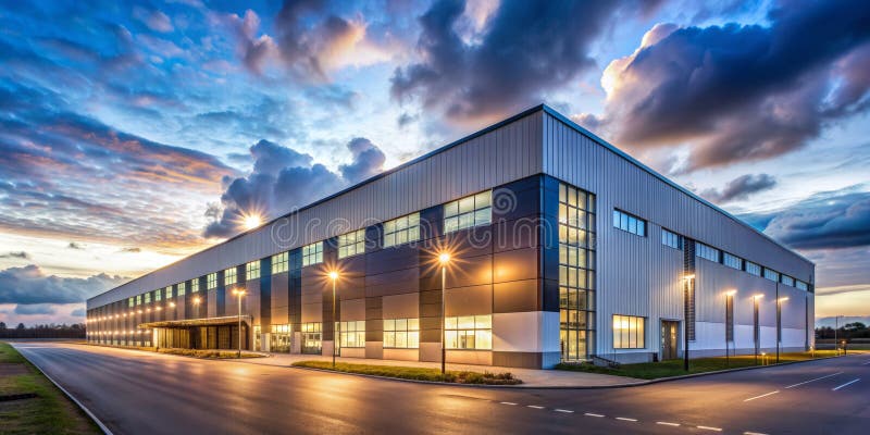 Modern Warehouse Building at Dusk, Clouds, Architecture, Industry ...