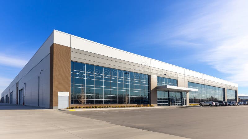 Modern Warehouse with Car Service and Logistics Facilities Under a ...