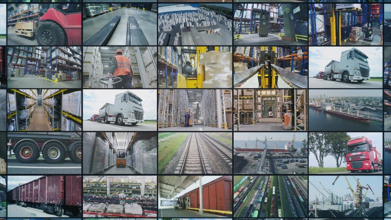 Modern Warehouse Collage. Logistics in a Big Company. Logistics Process ...
