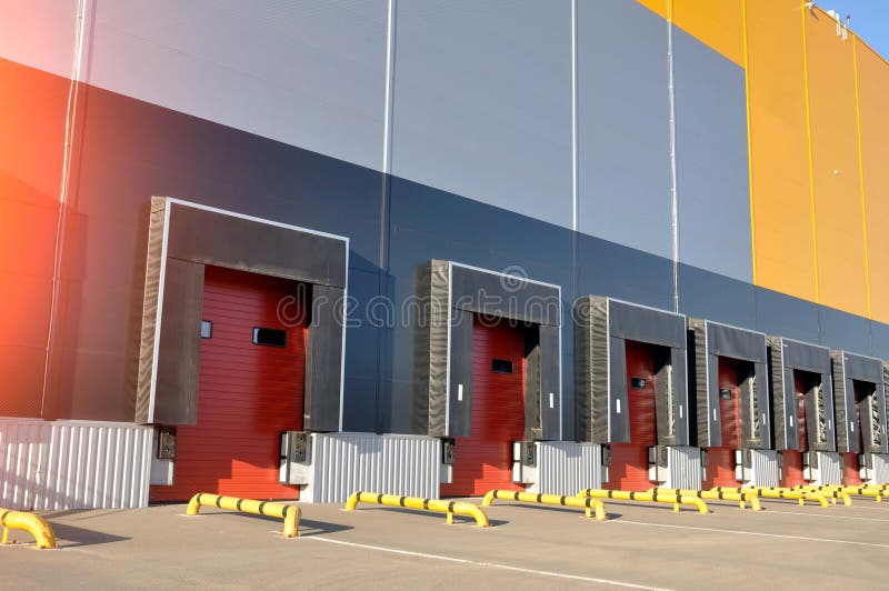 Modern Warehouse Complex. Warehouse Building with Many Loading Gates ...