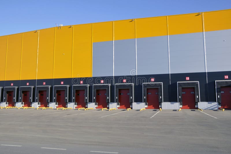 Modern Warehouse Complex. Warehouse Building with Many Loading Gates ...