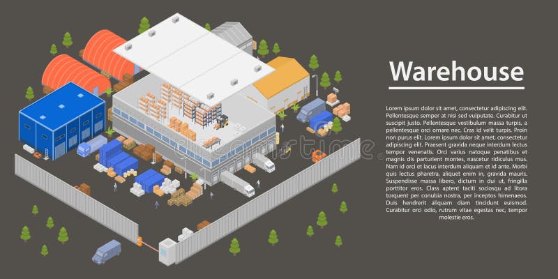 Modern Warehouse Concept Banner, Isometric Style Stock Vector ...