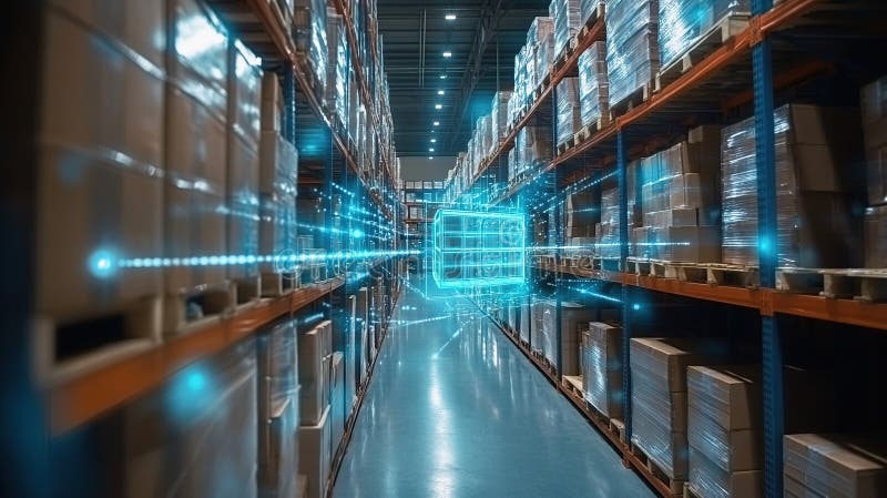 Modern Warehouse with Digital Inventory Management System Stock ...