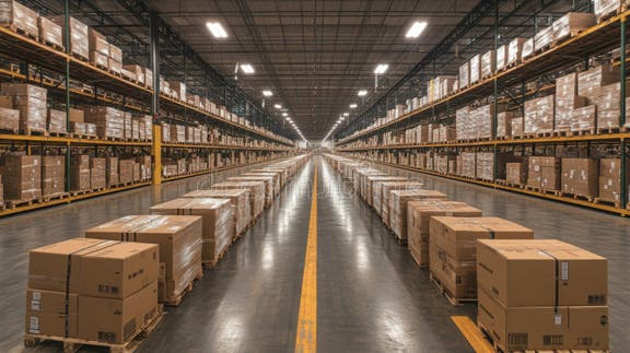 Efficient Warehouse Layout Showcasing Automated Logistics and Organized ...