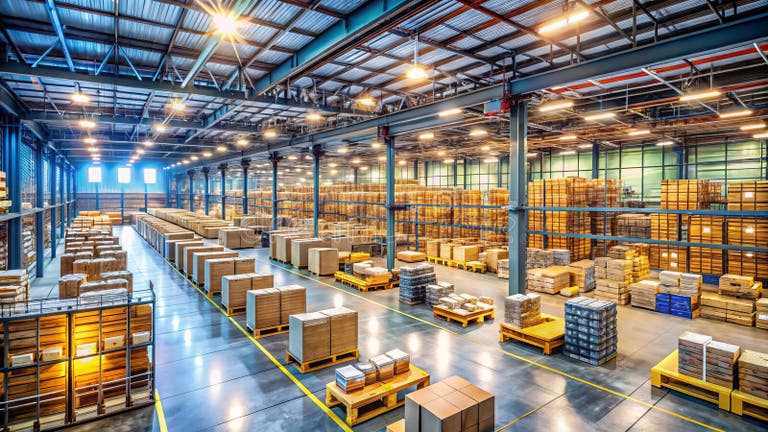 Modern Warehouse Distribution Center Efficient Package Handling and ...