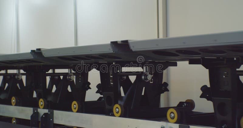 Modern Warehouse Equipment.roller Conveyor Trolleys Connected To Each ...