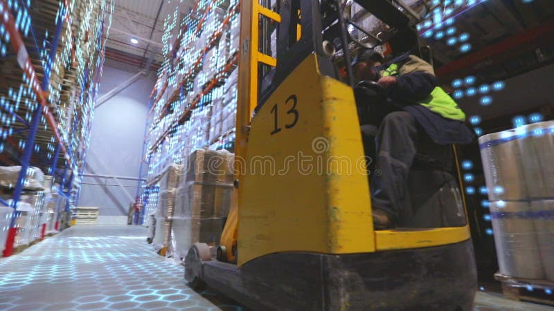 Modern Warehouse in a Factory. Forklift in a Large Warehouse. Modern ...