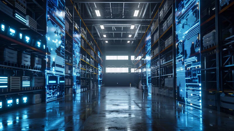 A Modern Warehouse Featuring Advanced Logistics and Augmented Reality ...