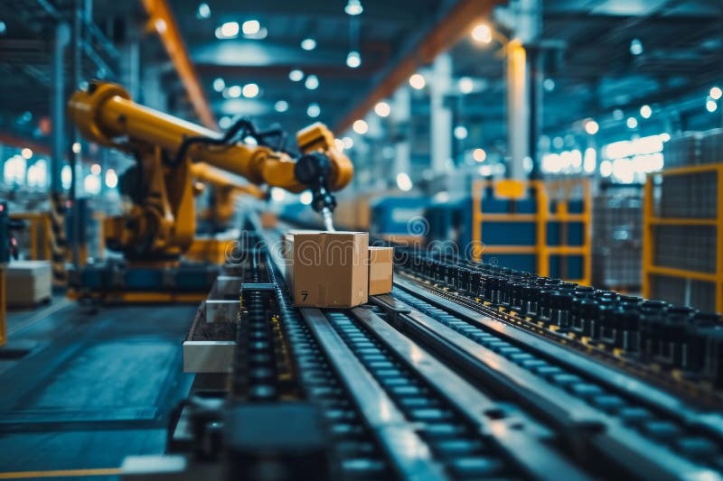 Modern Warehouse, Futuristic Logistic Center with Conveyor Lines Where ...