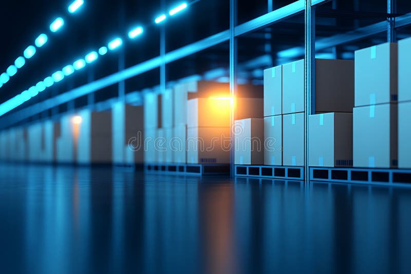 Modern Warehouse Interior Cardboard Boxes Logistics Storage Stock ...