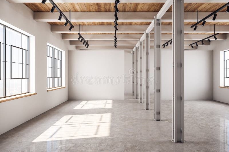 Modern warehouse interior stock illustration. Illustration of ceiling ...