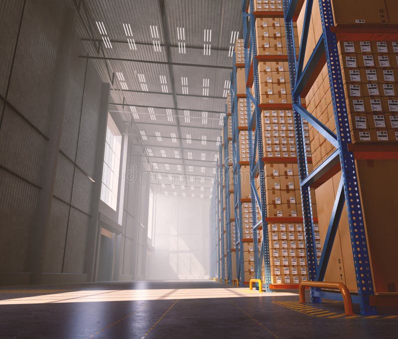 Modern Warehouse Interior stock illustration. Illustration of ...