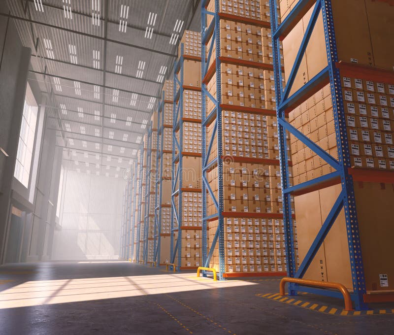 Modern Warehouse Interior stock illustration. Illustration of rack ...