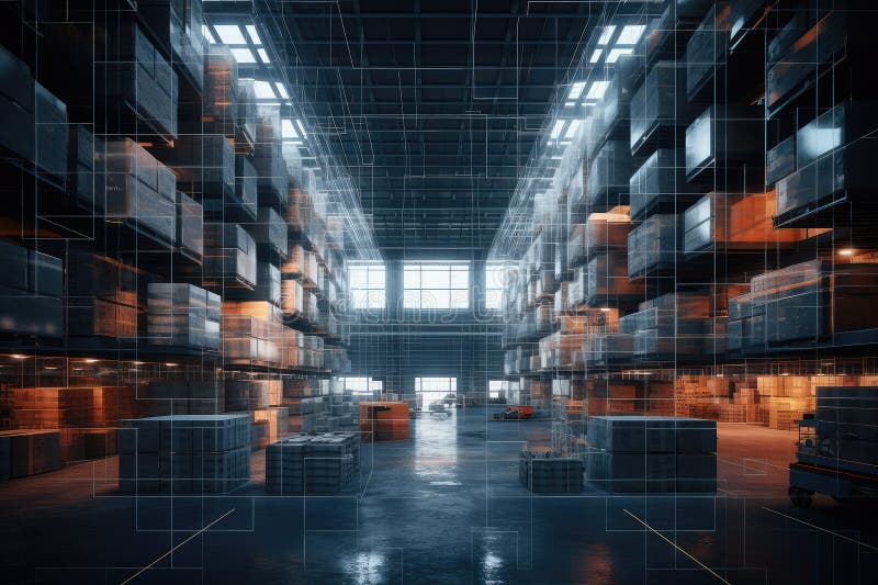 Modern Warehouse Interior Extreme Closeup. Generative AI Stock ...